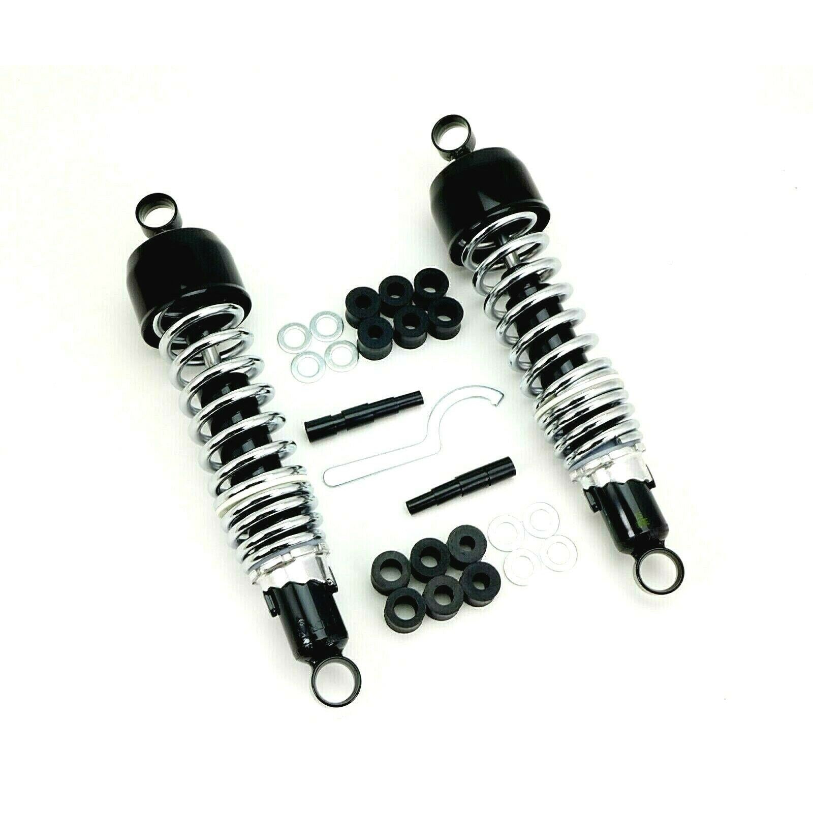 2FastMoto Adjustable Shock Absorbers Black/Chrome 325mm Eye-Eye w/Blac ...